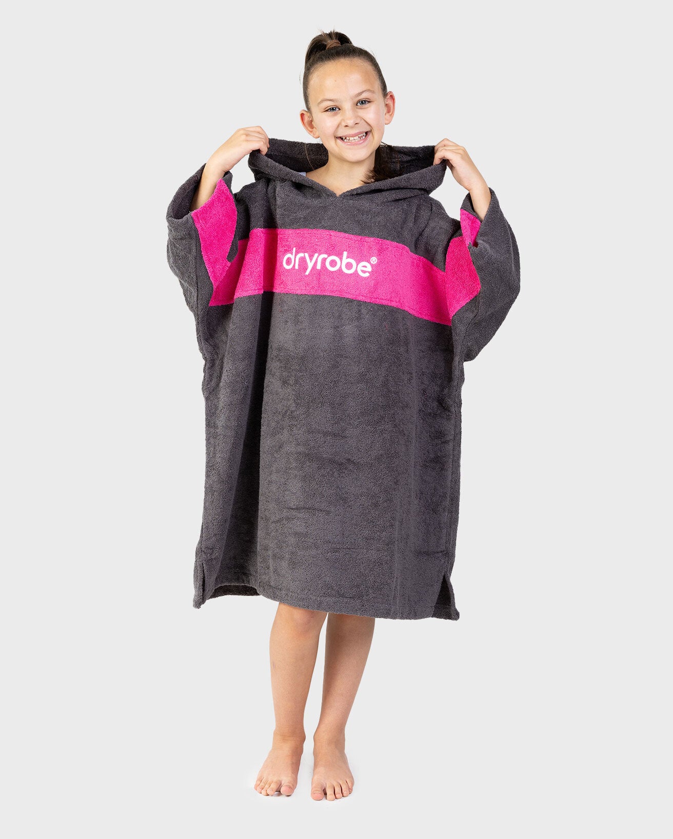 REWORK Slate Grey Pink Kids Organic Towel Changing Robe – Dryrobe® Europe
