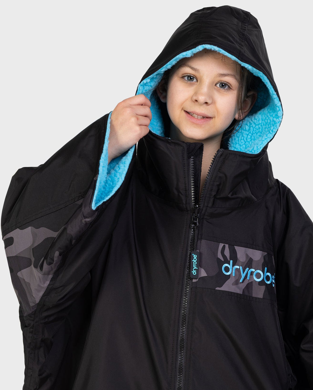 REWORK Black Blue Camo Kids Easy-Fit Changing Robe – Dryrobe® Europe