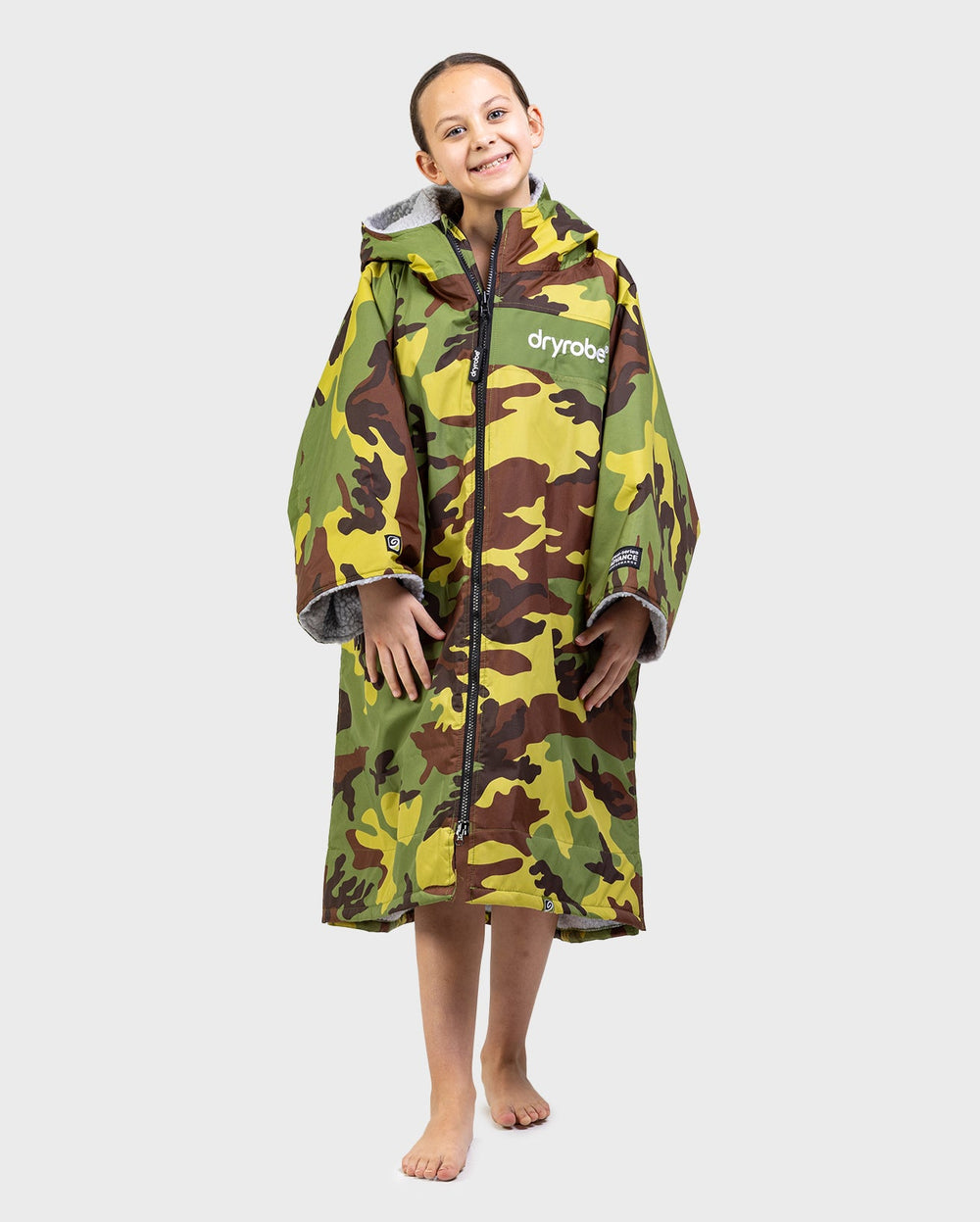 REWORK Camo Grey Green Kids Easy-Fit Changing Robe – Dryrobe® Europe