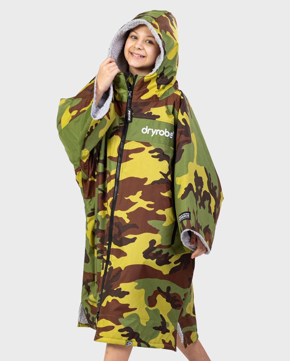 REWORK Camo Grey Green Kids Easy-Fit Changing Robe – Dryrobe® Europe
