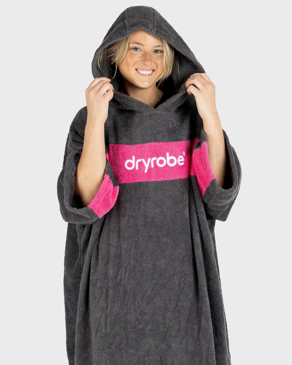 Slate Grey Pink Organic Towel Changing Robe - REMIX | Dryrobe ...