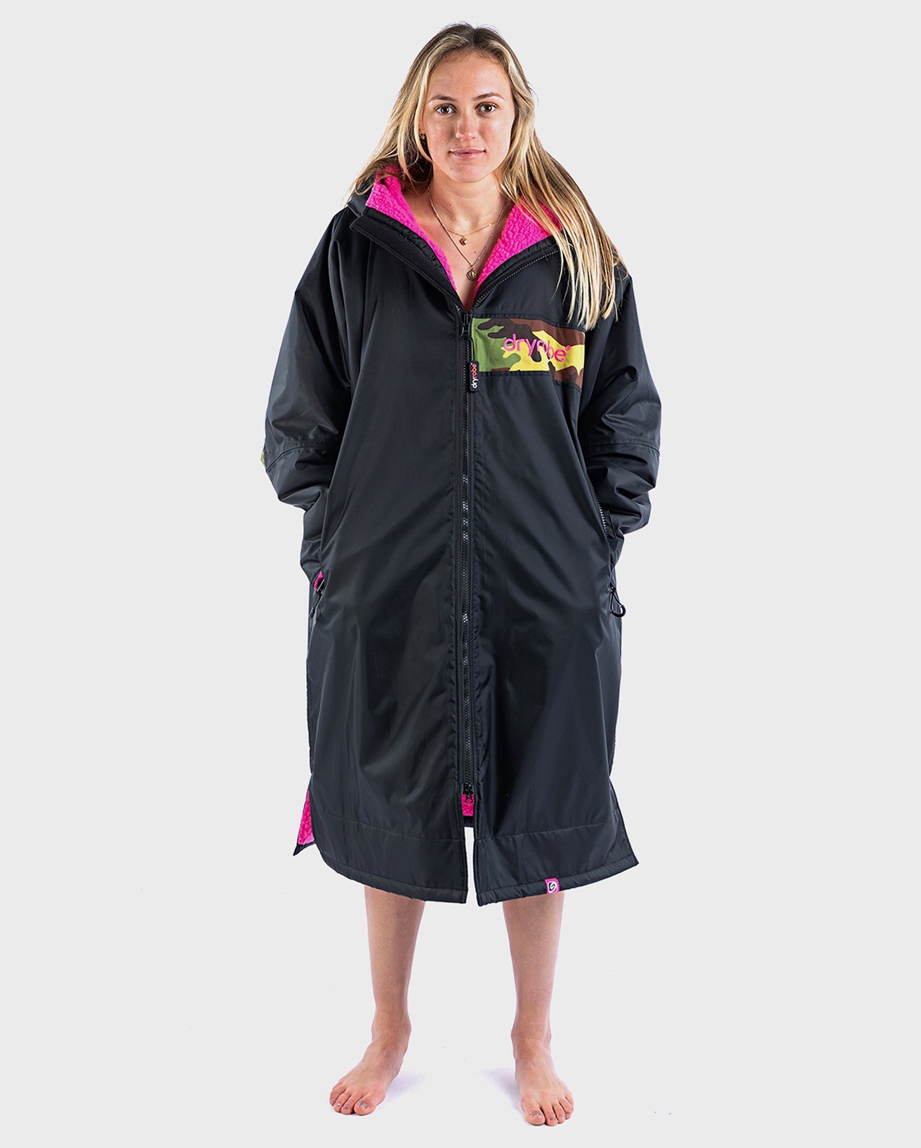 REWORK Black Camo Pink Long Sleeve Adult Changing Robe – Dryrobe® Europe