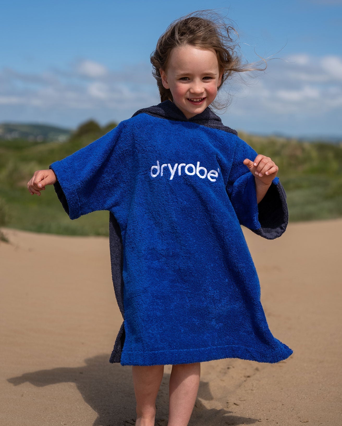 Navy Royal Blue Kids Organic Towel Changing Robe | Dryrobe® – Dryrobe ...